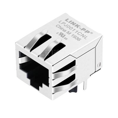 China WE MIC24010-5104T-LF3 Compatible LINK-PP LPJ0011CNL 100 Base-T RJ45 Ethernet MagJack Tab Down Without Led for sale