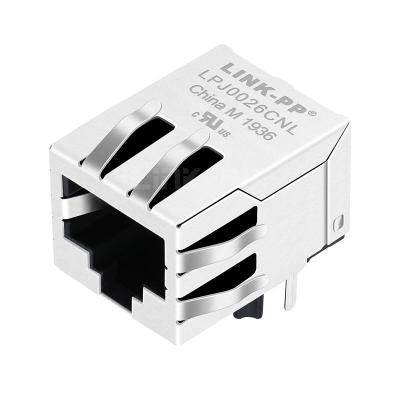 China WE MIC25010-5110 Compatible LINK-PP LPJ0026CNL 10/100 Base-T Tab Down Without Led Single Port Industrial RJ45 PCB Mount Jack for sale