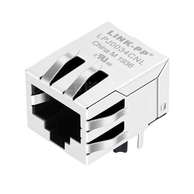 China Amphenol RJSE1E08T089A Compatible LINK-PP LPJ0034CNL 10/100 Base-T Tab Down Without Led Single Port Cat5e RJ45 Connector for sale
