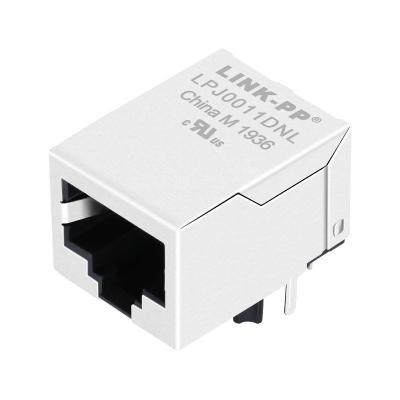 China Pulse JKM-0011NL Compatible LINK-PP LPJ0011DNL 10/100 Base-T Integrated Magnetics Ethernet RJ45 Connector Modules Without Led Tab Down 1x1 Port for sale