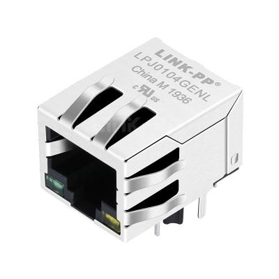 China WE MIC64013-51580T-LF3 Compatible LINK-PP LPJ0104GENL 10/100 Base-T Tab Down Green/Yellow Led 1x1 Port Cat6 Shielded RJ 45 Connectors for sale