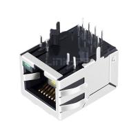 China RJLB060TC1 Compatible LINK-PP LPJ4013EDNL 10/100 Base-T 8P8C Shielded RJ45 Jack 1x1 Port Tab Down Yellow/Green Led for sale