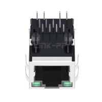 China Pulse J1012F21KNL Compatible LINK-PP LPJ1012AWNL 10/100 Base-T 1x1 Port Female Connector RJ45 Modular Tab Up Green/Green Led for sale