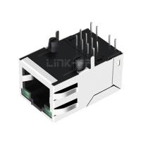 China Pulse J1012F21KNL Compatible LINK-PP LPJ1012AWNL 10/100 Base-T 1x1 Port Female Connector RJ45 Modular Tab Up Green/Green Led for sale