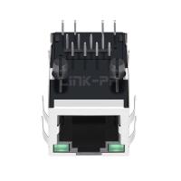 China Pulse JX10-0045NL Compatible LINK-PP LPJ6277AWNL 10/100 Base-T Tab Up Green/Green Led Single Port Shielded RJ 45 Female Connector for sale