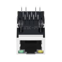 China Belfuse 0817-1AX1-11-F Compatible LINK-PP LPJ1026BGNL 100 Base-T Single Port RJ45 with Integrated Magnetics Tab Up Yellow/Green Led for sale
