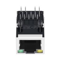 China WE MIC66311-0171T-LF3 Compatible LINK-PP LPJ6049BGNL 100 Base-T Single Port RJ45 With POE Magnetics Jack Tab Up Yellow/Green Led for sale