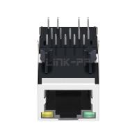 China RTA-110AHQ1A Compatible LINK-PP LPJ1075-1BHNL 100 Base-T Single Port RJ45 Magnetic POE Modular Jack Tab Up Green/Yellow Led for sale