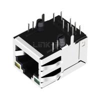 China Tyco 6605834-1 Compatible LINK-PP LPJ16249A28NL 10/100 Base-T Tab Up Green/Yellow Led Single Port POE Connector Lan RJ-45 Magjack for sale