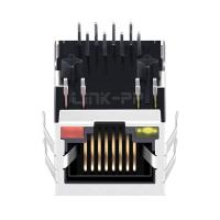 China BelFuse SI-40267 Compatible LINK-PP LPJ0288G6NL 10/100 Base-T Tab Down Yellow/Red Led Single Port RJ45 Shielded Connectors for sale