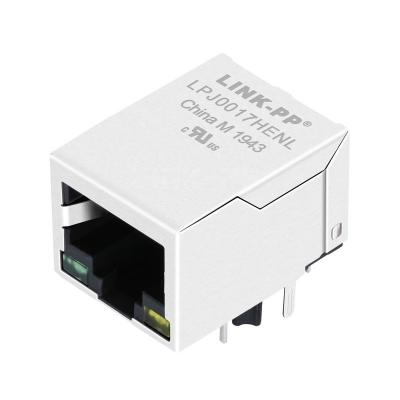 China LPJ0017HENL 10/100 Base-T Integrated Magnetics 1x1 Port RJ45 Female Connector for sale