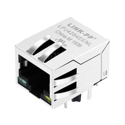 China LPJ4284EENL 10/100 Base-T Green/Yellow LED Tab Down 1 Port Rectifier Bridge PoE RJ45 Magnetic Jack for sale