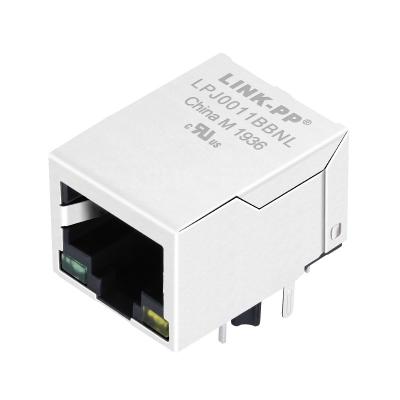 China Pulse J00-0045NL Compatible LINK-PP LPJ0011BBNL 10/100 Base-T Single Port RJ45 Magnetics Modular Jack Tab Down for sale