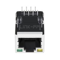 China LPJ16214BGNL 100 Base-T Single Port RJ45 Transformer Ethernet Connectors Tab Up Yellow/Green Led for sale