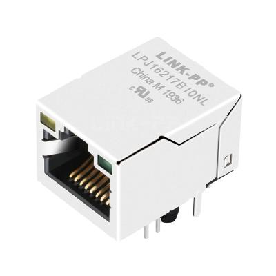 China LPJ16217B10NL 100 Base-T Tab Up Yellow/Green Led Single Port Ethernet RJ45 Connectors for sale
