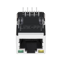 China LPJ16217B10NL 100 Base-T Tab Up Yellow/Green Led Single Port Ethernet RJ45 Connectors for sale