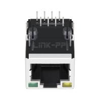 China LPJ16217BDNL 100 Base-T Tab Up Yellow/Green Led Single Port Right Angle RJ45 Connector for sale