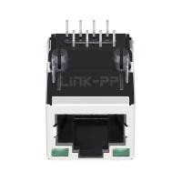 China LPJ16221BZNL 100 Base-T Tab Up Green/Green Led 1x1 Port Right Angle RJ45 Industrial Connectors for sale