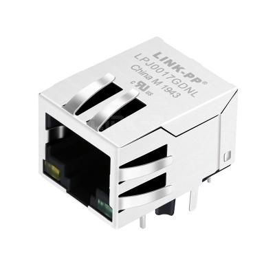 China LPJ0017GDNL 10/100 Base-T Tab Down Yellow/Green Led 8P8C PoE RJ45 Female Connector for sale