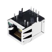 China LPJ0017GDNL 10/100 Base-T Tab Down Yellow/Green Led 8P8C PoE RJ45 Female Connector for sale