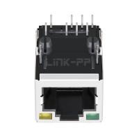 China LPJ16249B28NL 10/100 Base-T Green/Yellow Led Tab Up Single Port Rectifier Bridge PoE Shielded RJ45 Female Connector for sale