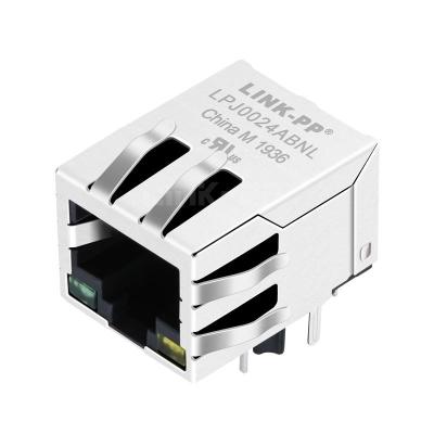 China Pulse J0024D21BNL Compatible LINK-PP LPJ0024ABNL 10/100 Base-T Tab Down Green/Yellow Led One Port RJ45 Connector Socket for sale