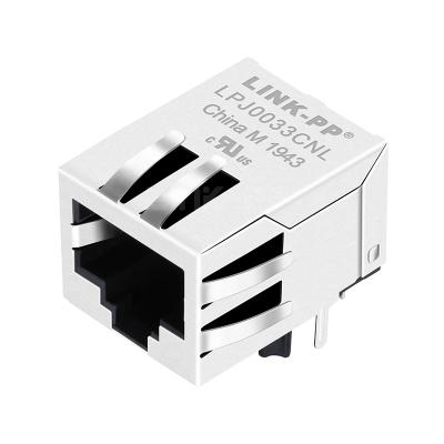 China Pulse J0033D21 Compatible LINK-PP LPJ0033CNL 10/100 Base-T Tab Down Without Led Single Port Cat5e Industrial RJ45 Female Connector for sale