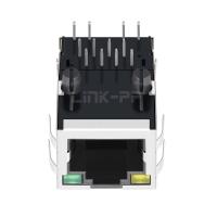 China Pulse J1012F21C Compatible LINK-PP LPJ1012AGNL 10/100 Base-T Tab Up Yellow/Green Led Single Port Modular Jack RJ 45 Connector for sale