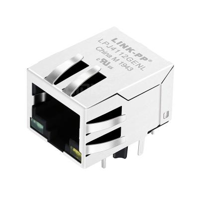 China LPJ4112GENL 10/100 Base-T Tab Down Green/Yellow Led Single Port POE Rectifier Bridge RJ45 Female Connector for sale