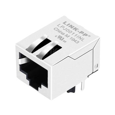 China LPJ0011INL 10/100 Base-T Tab Down Without Led Single Port 8 Pin Magnetic RJ45 Connector for sale