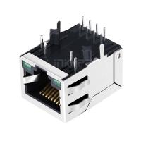 China LPJ0026ACNL 10/100 Base-T Tab Down Green/Green Led Single Port 8P8C PCB RJ45 Female Jack for sale