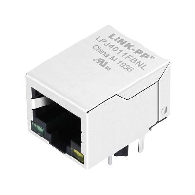 China LINK-PP LPJ4011FBNL 10/100 Base-T Tab Down Green/Yellow Led 1x1 Port Sheilded RJ45 Female Connector for sale