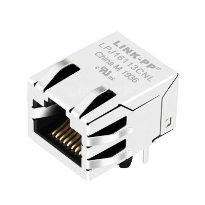 China LPJ16113CNL 10/100 Base-T Tab Up Without Led Single Port 8P8C Modular Jack RJ45 Female Connector for sale