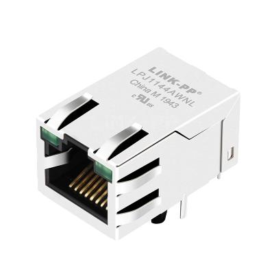 China LPJ1144AWNL 10/100 Base-T Tab Up Green/Green Led 1x1 Port RJ45 Female Connector for sale