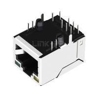 China LPJ166323B10NL 10/100 Base-T Tab Up Yellow/Green Led Single Port Shielded POE Ethernet RJ45 Female Jack for sale