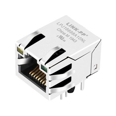 China LPJ16698A10NL 10/100 Base-T Tab Up Yellow/Green Led Single Port POE Ethernet Connector RJ45 Modules for sale