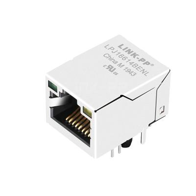 China LPJ16614BENL 10/100 Base-T Tab Up Green/Yellow Led Single Port Ethernet RJ45 Connector for sale