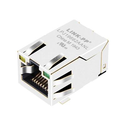 China LPJ19662AANL 10/100 Base-T Tab Up Yellow/Green Led Single Port RJ45 Magnetic Jack for sale