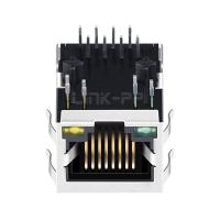 China LPJ0006GENL 10/100 Base-T Tab Down 1x1 Port RJ45 Magnetic Connector With Green/Yellow Led for sale