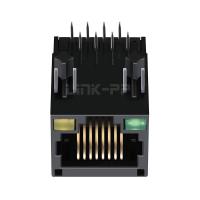 China LPJ0011NENL 10/100 Base-T Tab Down Green/Yellow Led 1x1 Port Unshielded RJ45 Connector for sale