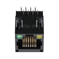 China LPJ0012NDNL 10/100 Base-T Tab Down Yellow/Green Led 1x1 Port Unshielded RJ45 Jack for sale