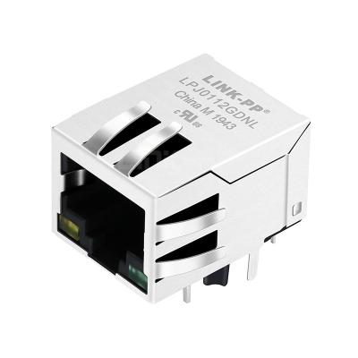 China LPJ0112GDNL 10/100 Base-T Tab Down Single Port Rectifier Diode POE RJ45 Pass Through Connector Yellow/Green Led for sale
