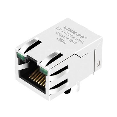 China LPJ1026AWNL 10/100 Base-T Tab Up 1x1 Port RJ45 Female Connector With Green/Green Led for sale