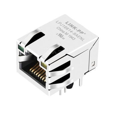 China LPJ16614-9AENL 10/100 Base-T Tab Up Single Port Magnetic RJ45 Jack With Green/Yellow Led for sale