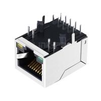 China LPJG4944GENL 100/1000 Base-T Tab Down Green/Yellow Led Single Port Cat5e RJ45 Magnetic Jack for sale