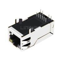 China 0875-1X1T-P2 10/100 Base-T Tab Up Single Port Rj45 jack Integrated Connector With Orange&Green/Yellow Led for sale
