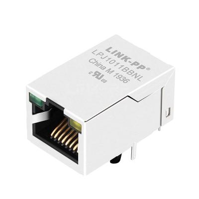 China LPJ1011BBNL 100 Base-T Single Port RJ45 Jack with Transformer Tab Up Green/Yellow Led for sale