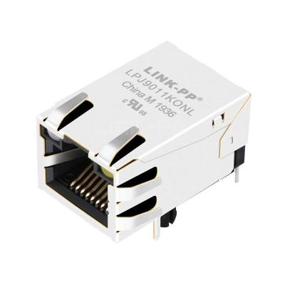 China LPJ9011KONL 10/100 Base-T Single Port RJ45 Connector Module Tab Up Orange&Green/Yellow Led for sale