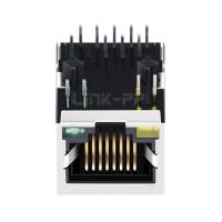 China HR861153A Compatible LINK-PP LPJ0284HDNL 10/100 Base-T POE RJ45 Jack With Integrated Magnetics Tab Down Yellow/Green Led for sale
