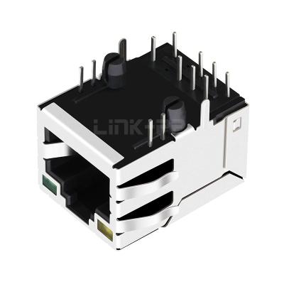 China LPJ161284ADNL 10/100 Base-T Single Port RJ45 Jack With Magnetics For PoE Application Tab Up Yellow/Green Led for sale